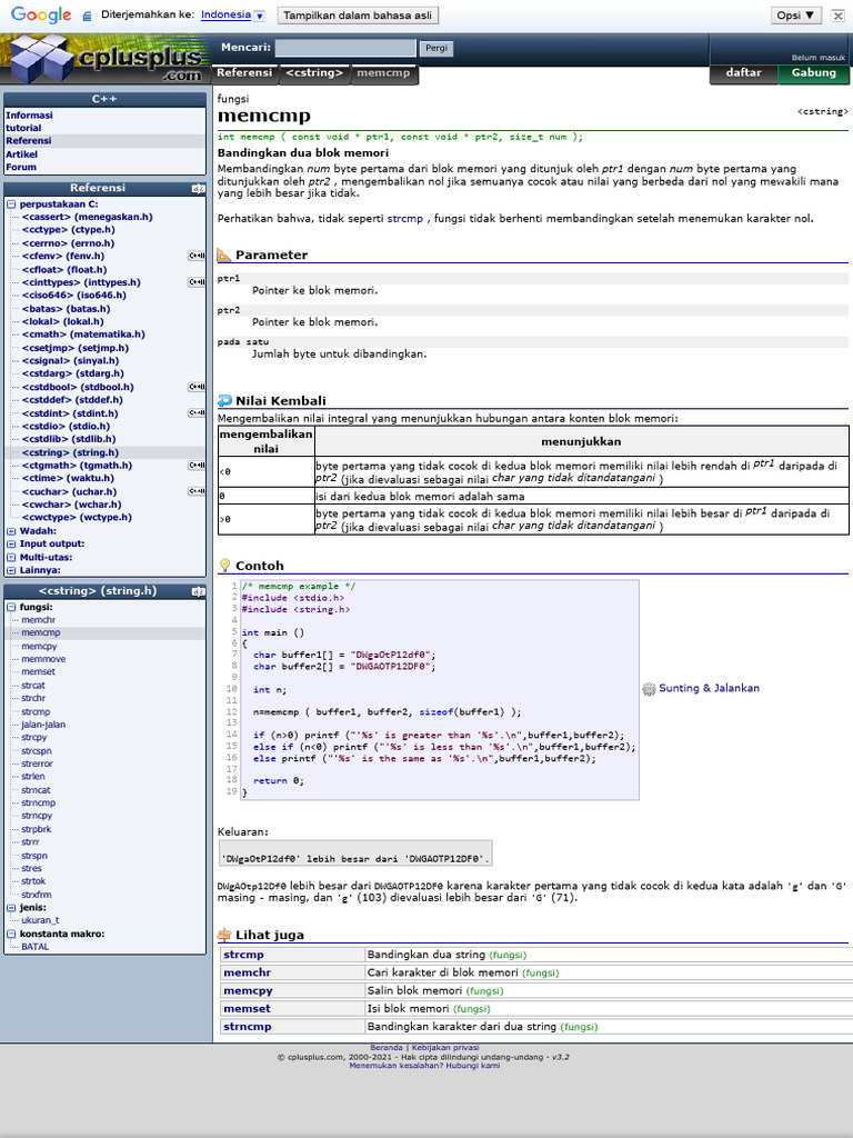 Memcmp - Referensi C++ | PDF