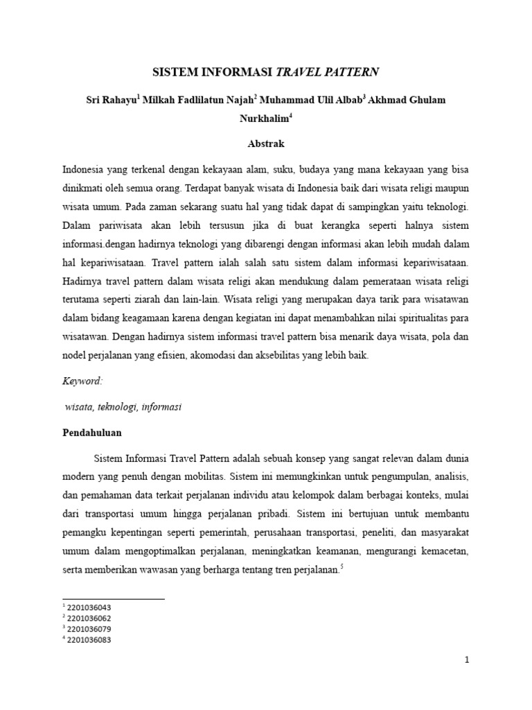 Kel. 5 SISTEM INFORMASI TRAVEL PATTERN | PDF | Karier & Perkembangan ...
