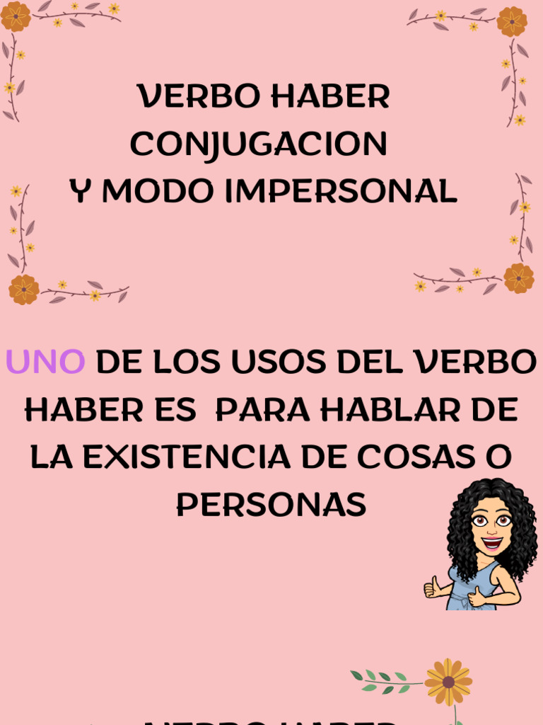 VERBO HABER CONJUGACION Y MODO IMPERSONAL | PDF