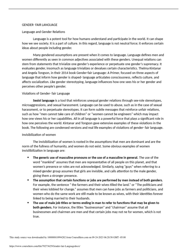 Gender Fair Language | PDF | Sexism | Gender