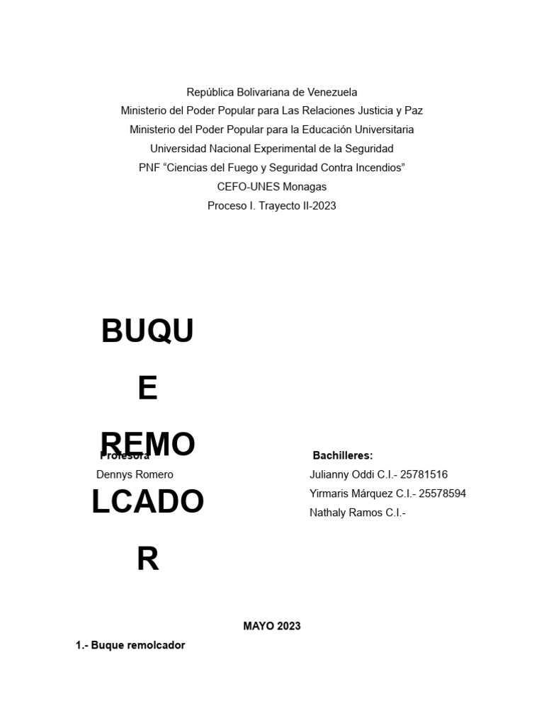 Remolcadores: Tipos y Funciones Esenciales | PDF