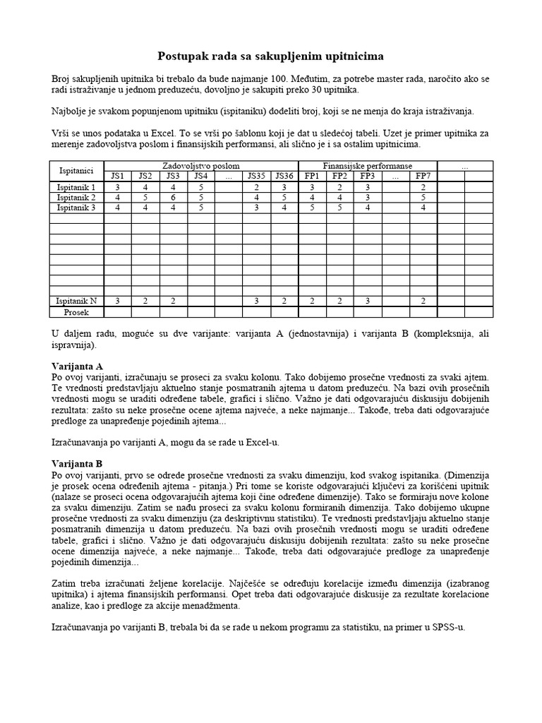 Postupak Rada I Statistika Masteri | PDF