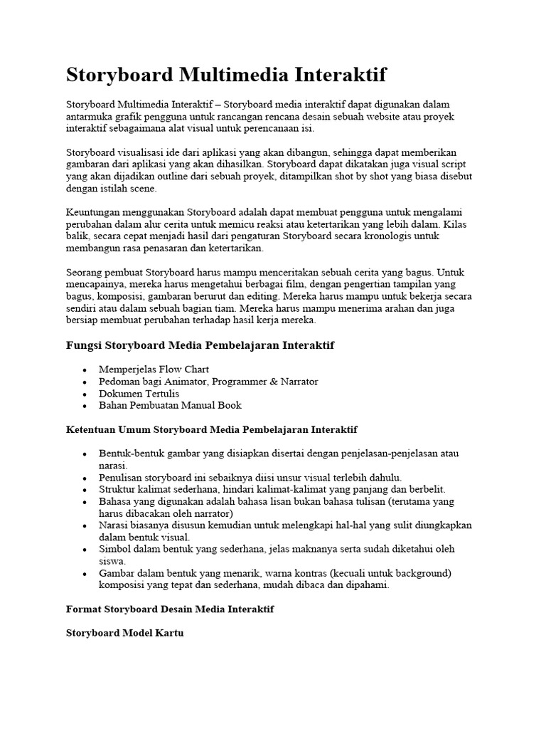 Storyboard Multimedia Interaktif | PDF