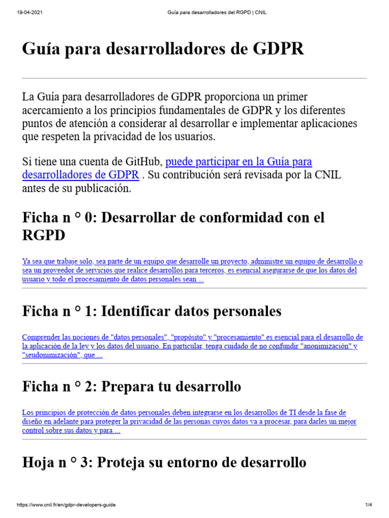 Guía para Desarrolladores Del RGPD - CNIL | PDF