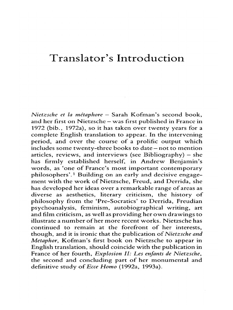 Sarah Kofman&Duncan Large - Nietzsche and Metaphor-Bloomsbury Academic (1972) | PDF