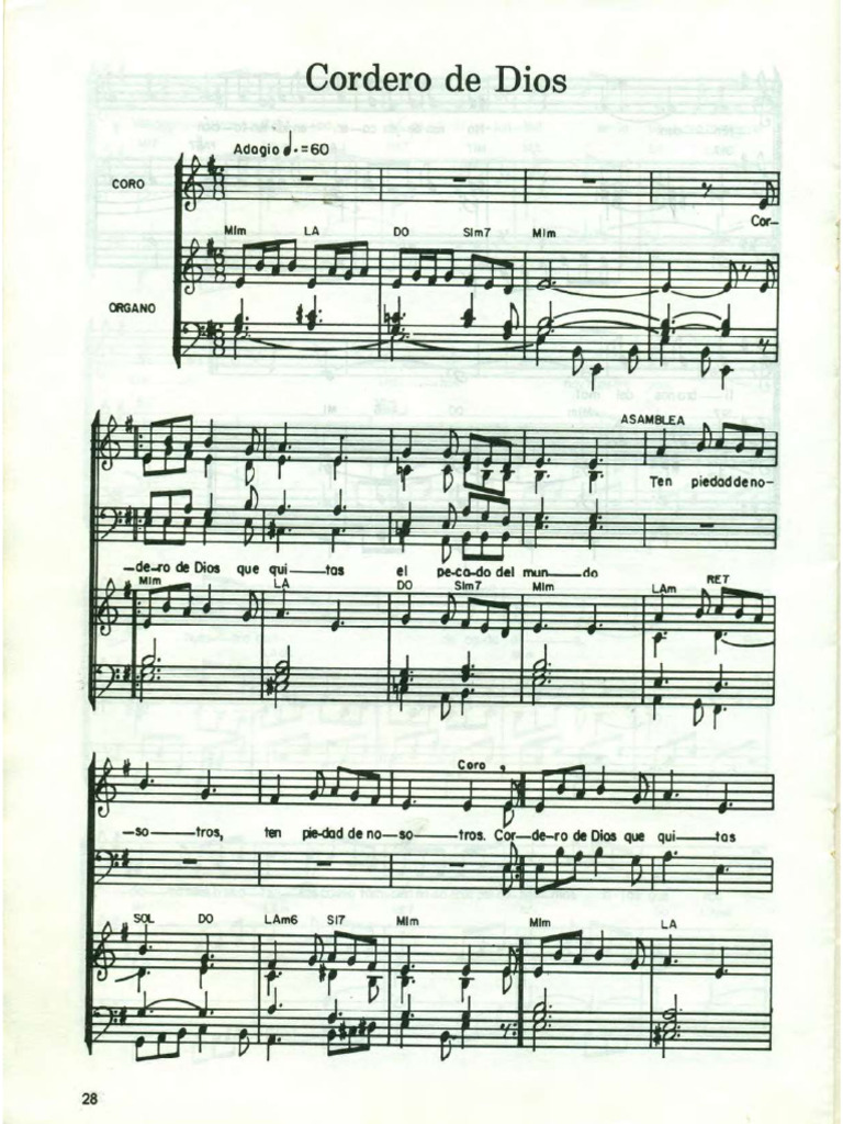 Cordero - Cordero Misa Melódica - A. Mejía. | PDF