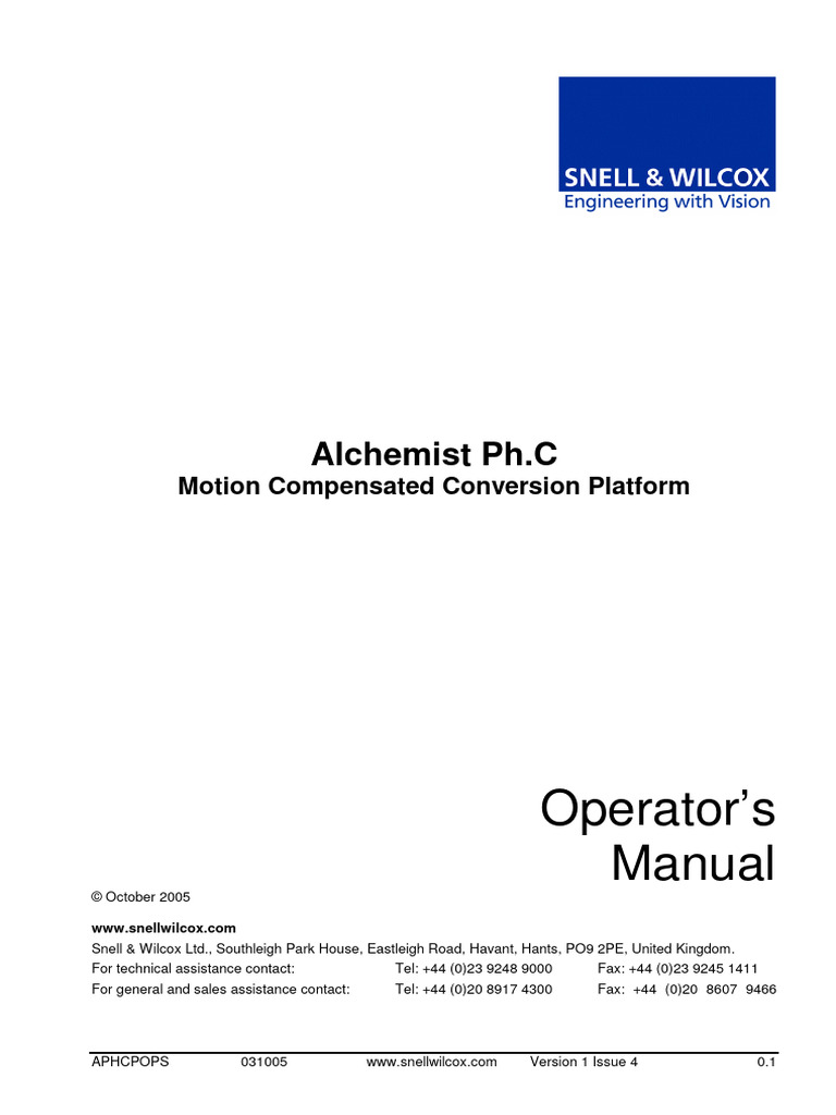 Alchemist PH.C Manual | PDF
