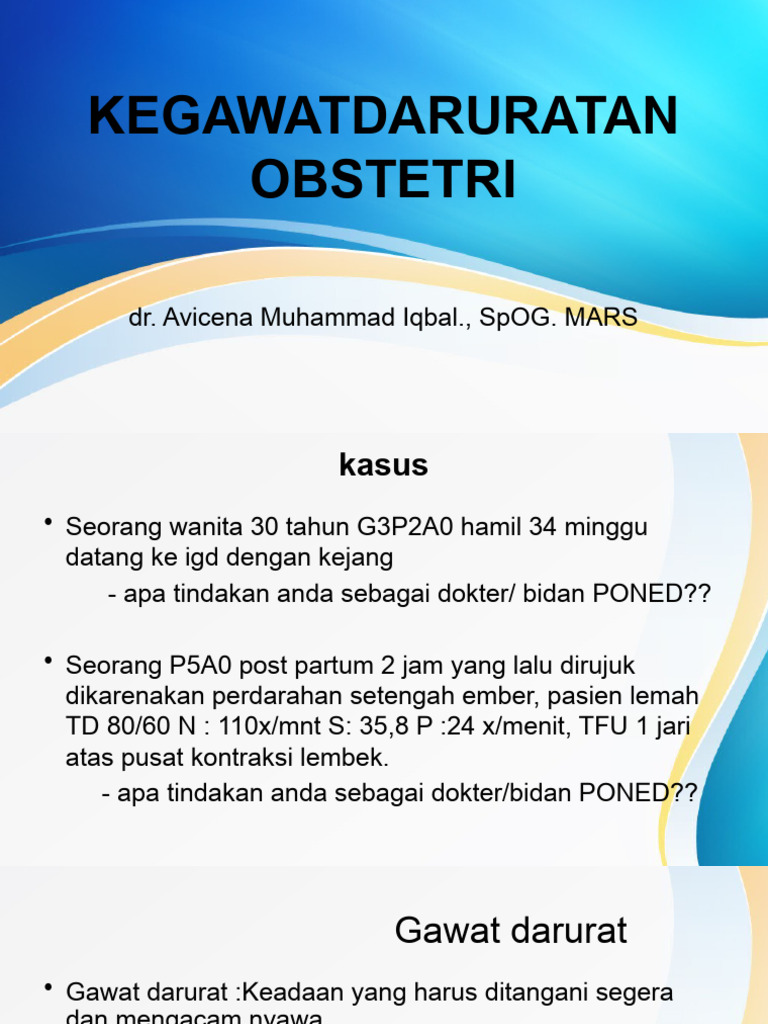 KEGAWATDARURATAN OBSTETRI Avicena | PDF