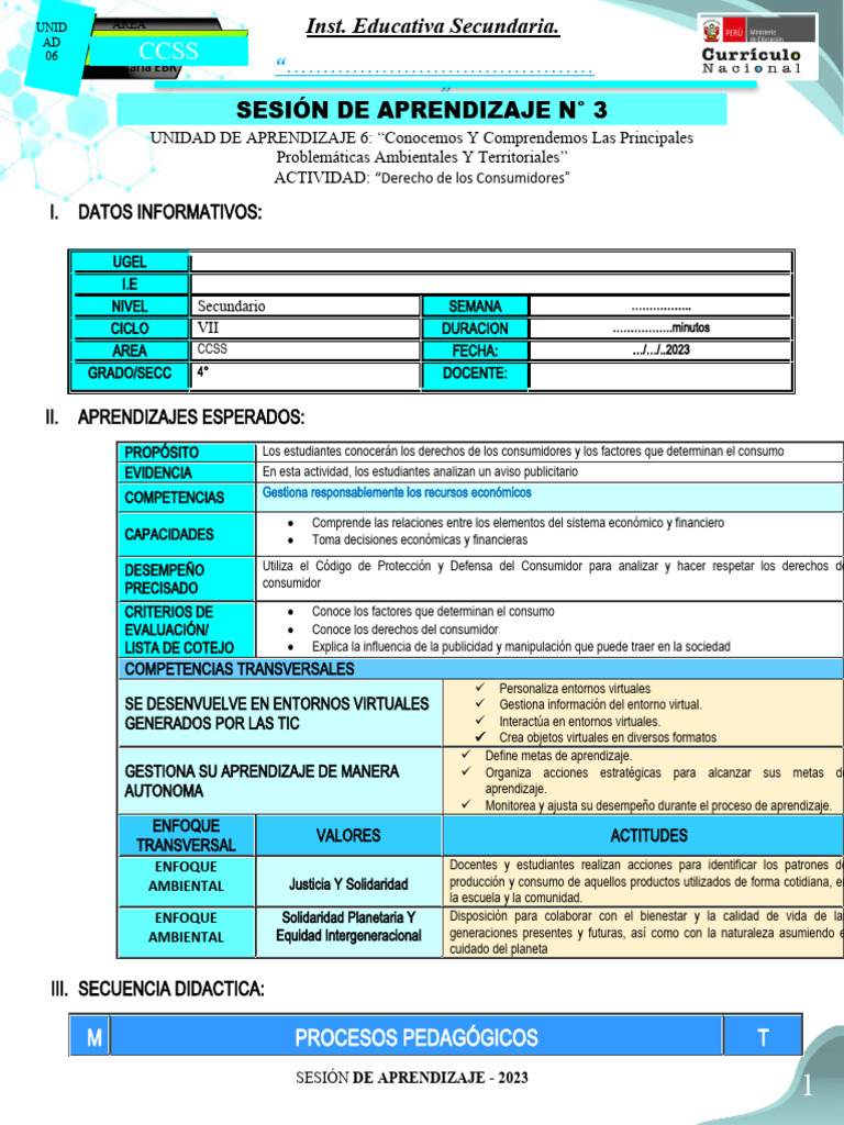 Sesion CCSS 4° Sec-Semana 03 Uni 6 | PDF