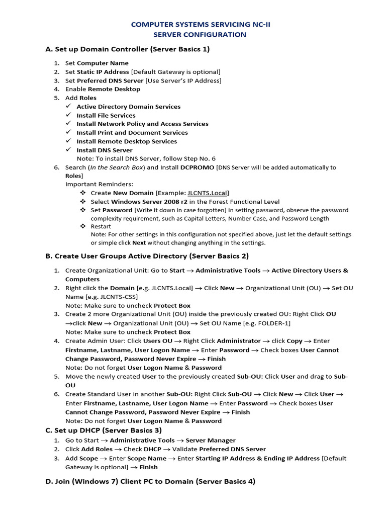 Server Configuration Guide NC-II | PDF | Computers