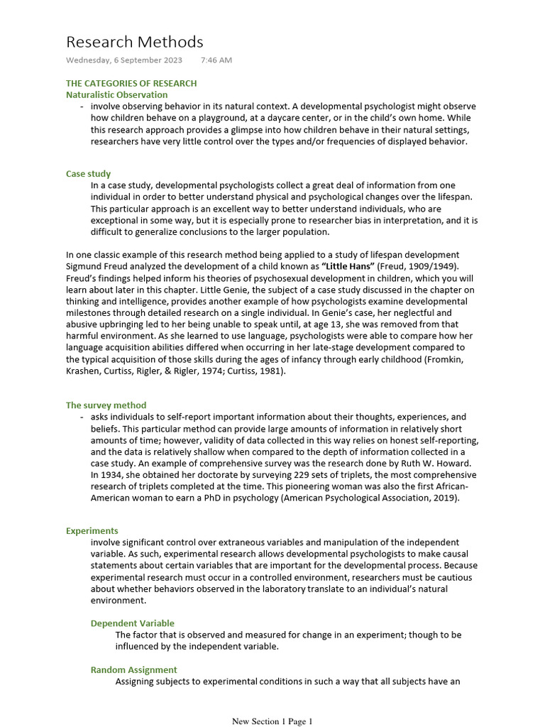 Research Methods | PDF | Experiment | Psychology