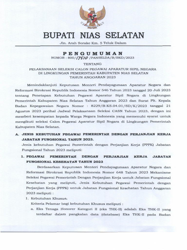 Pengumuman CPPPK Guru Dan Kesehatan Ok 2023 | PDF