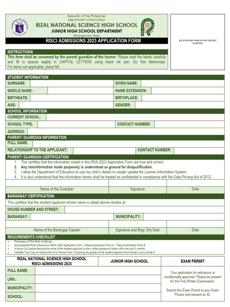 JHS APPLICATION FORM | PDF