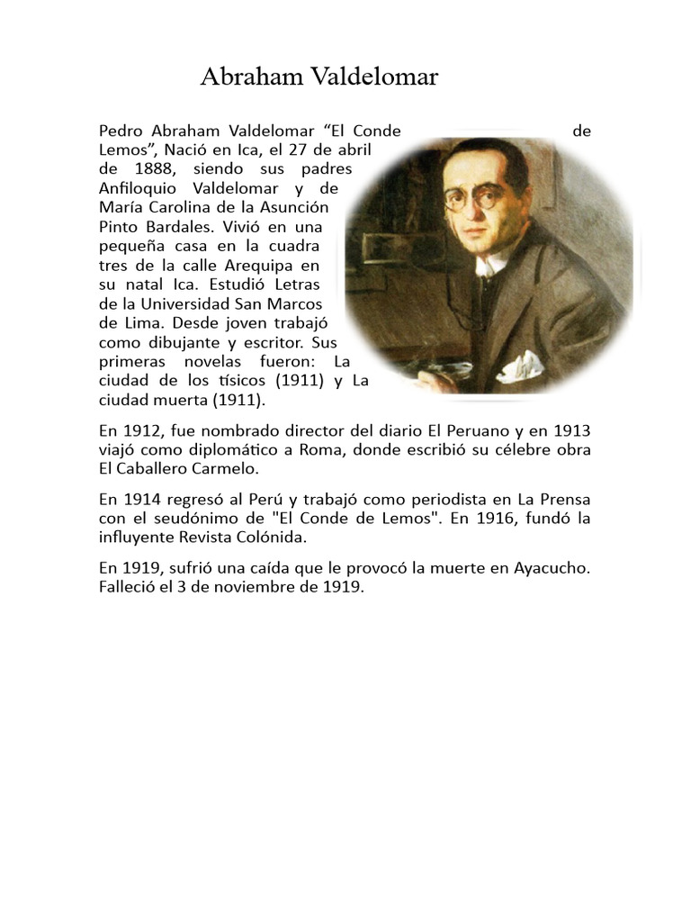 Biografía de Abraham Valdelomar | PDF