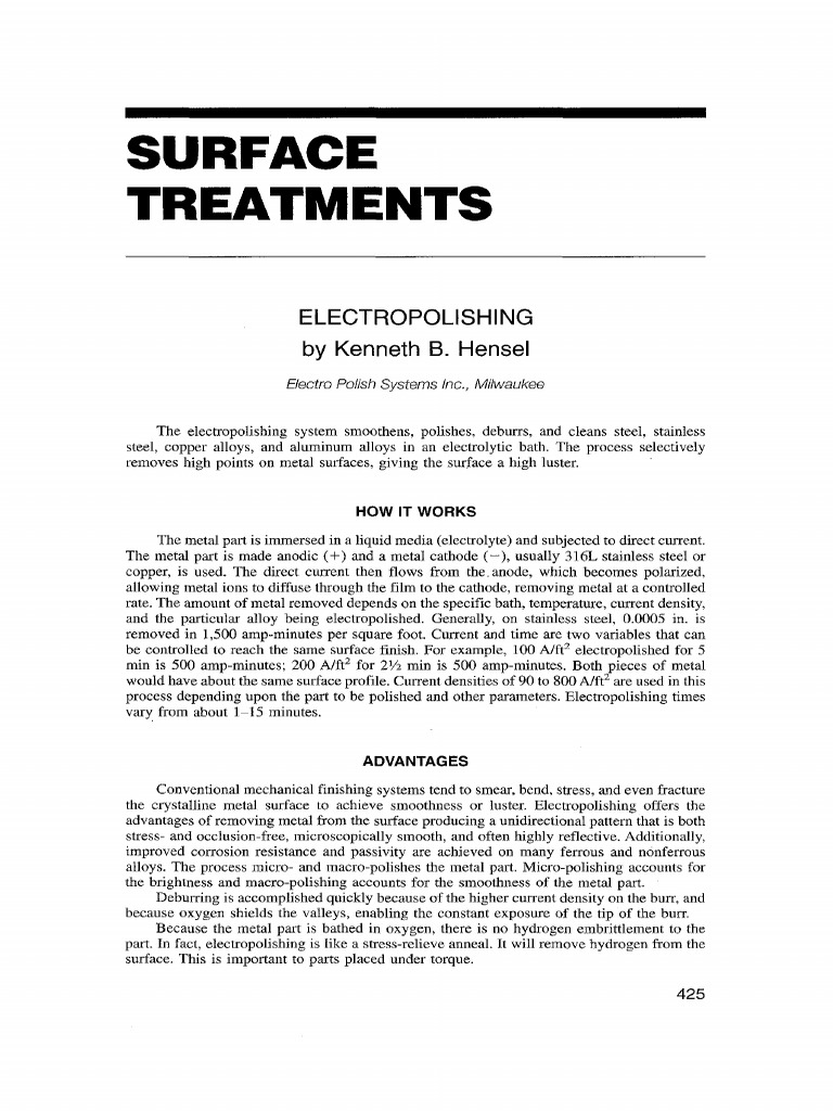 Electropolishing Metal Surfaces Guide | PDF | Metals | Rectifier