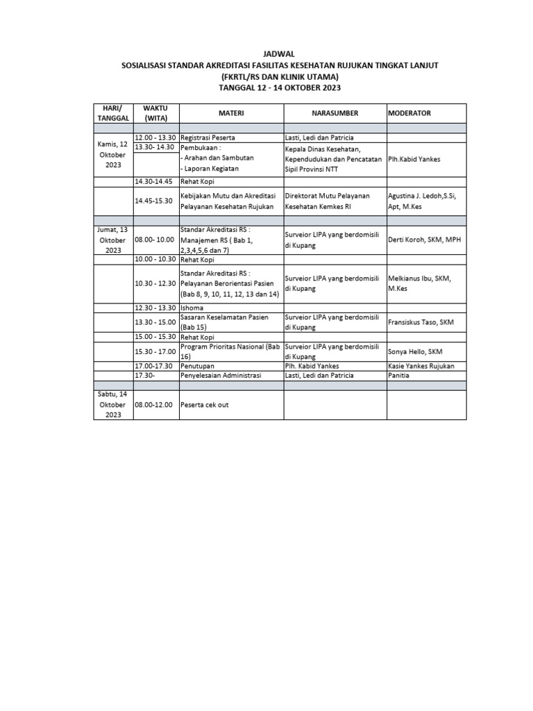 Jadwal Sosialisasi | PDF