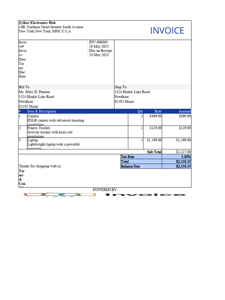 Excel Invoice Template | PDF