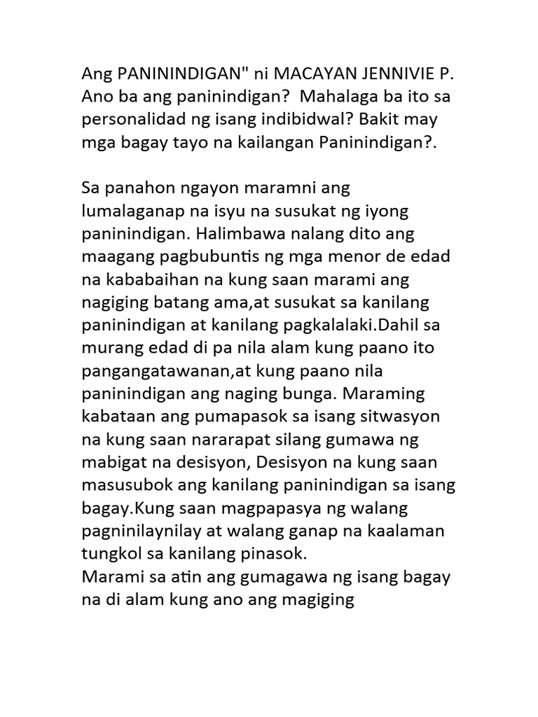 Ang PANININDIGAN | PDF Ang PANININDIGAN | PDF