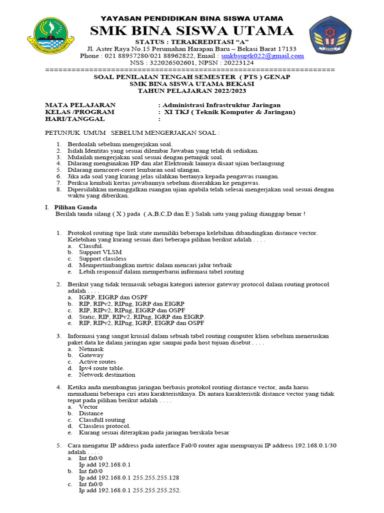 Aij Xi TKJ - PTS 2023 | PDF