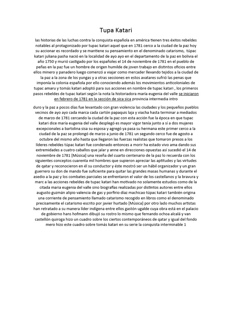 Tupa Katari | PDF | Clásicos