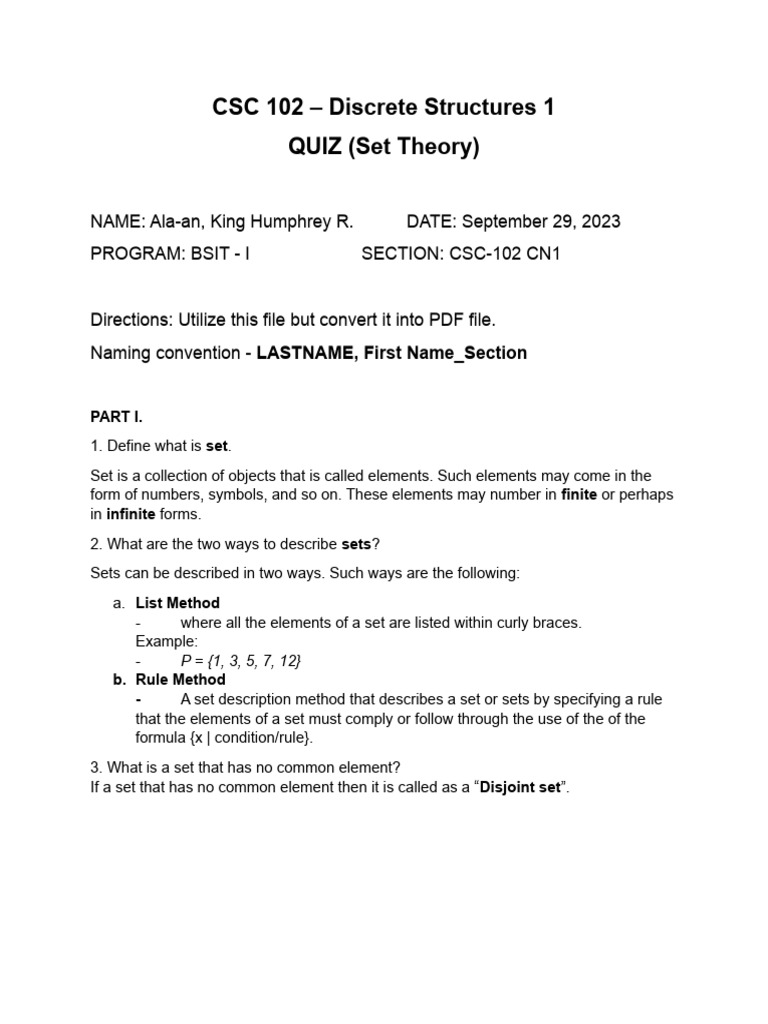 Ala-An, King Humphrey R. CSC-102 CN1 | PDF