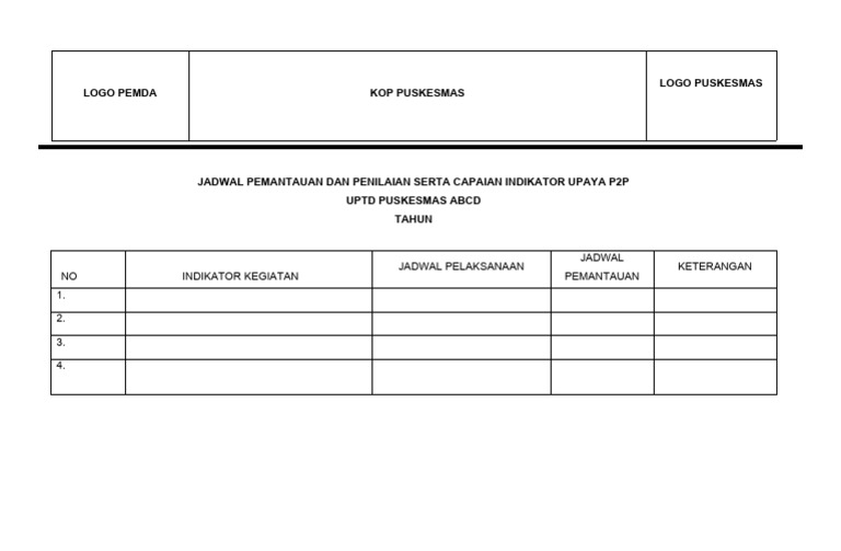 2653 Jadwal Pemantauan Capaian Indikator Upaya p2p | PDF
