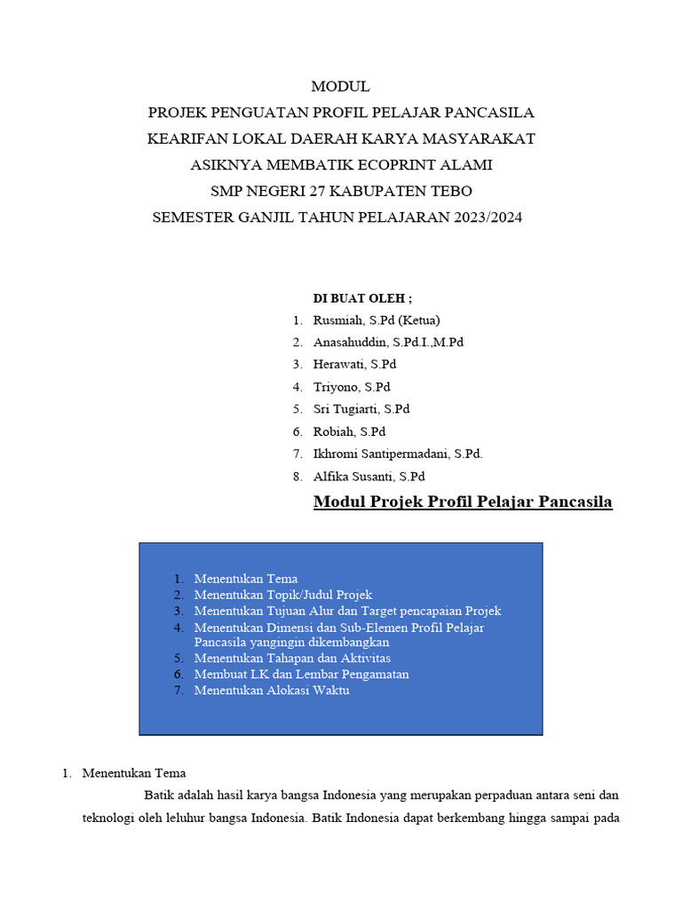 p5 Batik Ecoprint Kelompok KL | PDF