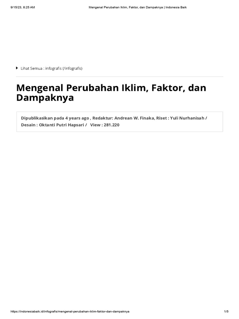 Mengenal Perubahan Iklim, Faktor, Dan Dampaknya - Indonesia Baik | PDF