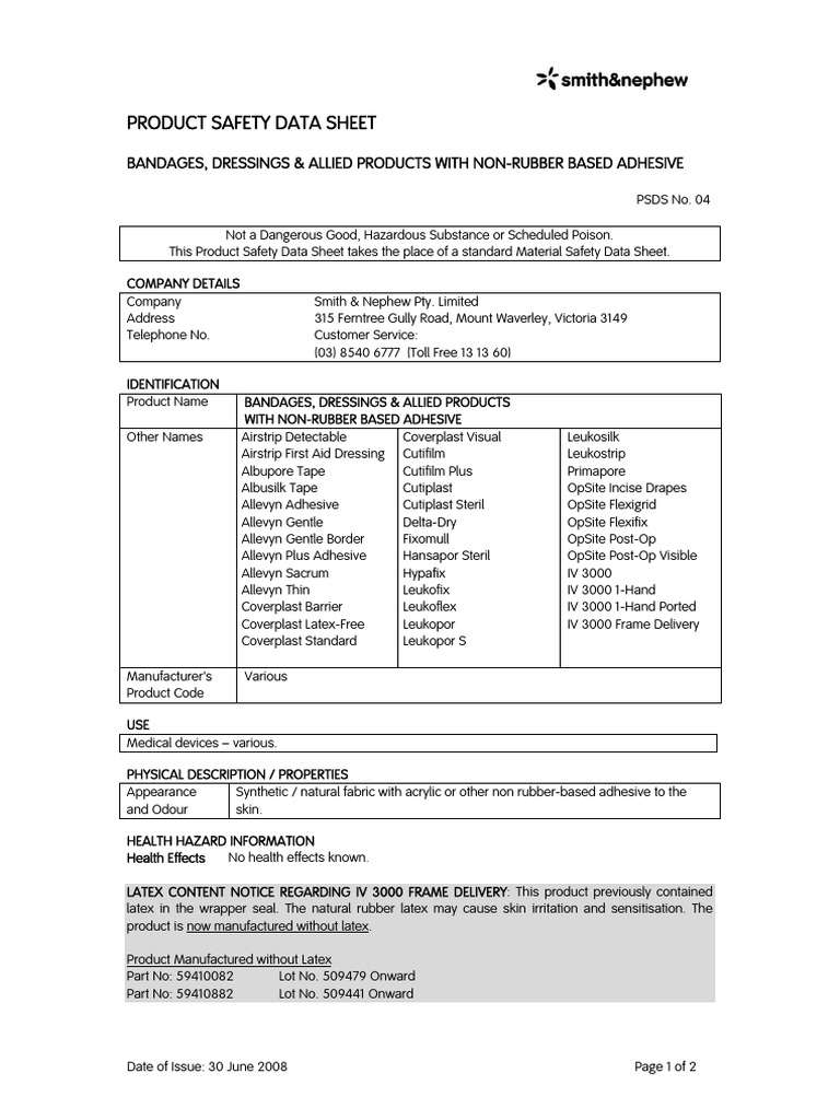 Sds Snwond Badnages Dressing With Non Rubber Adhe | PDF