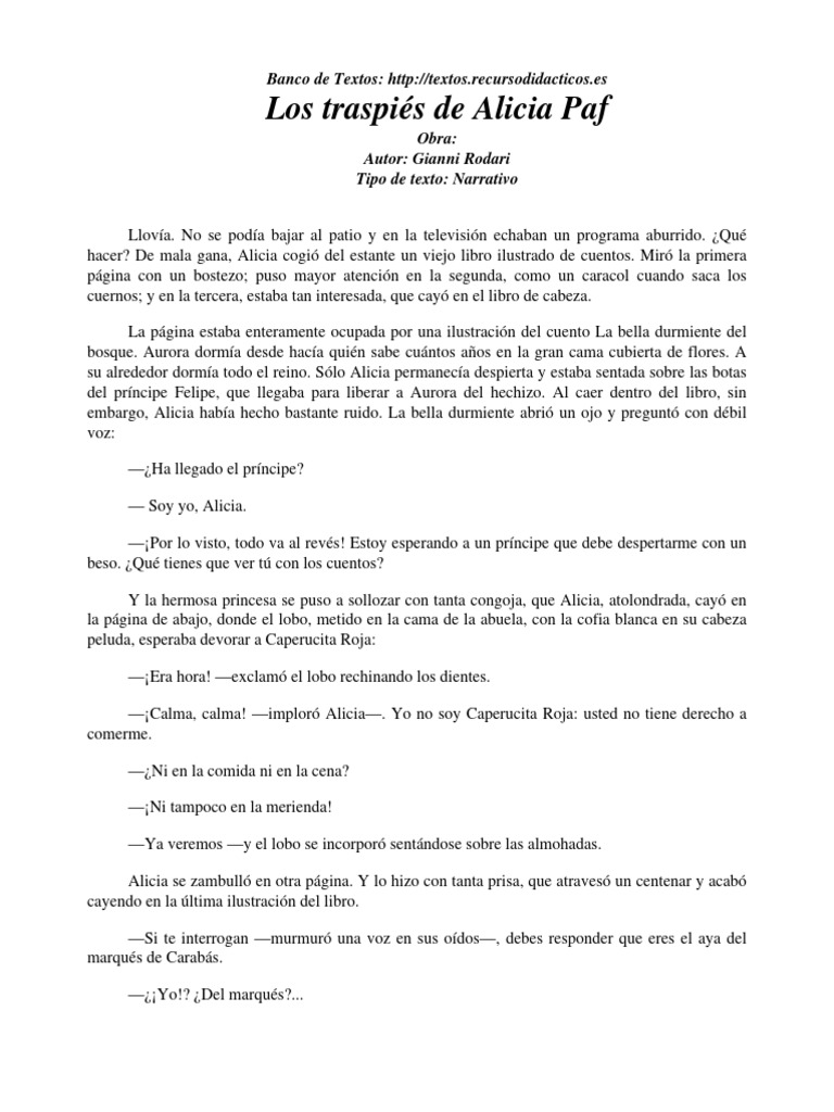 Los Traspiés de Alicia Paf | PDF