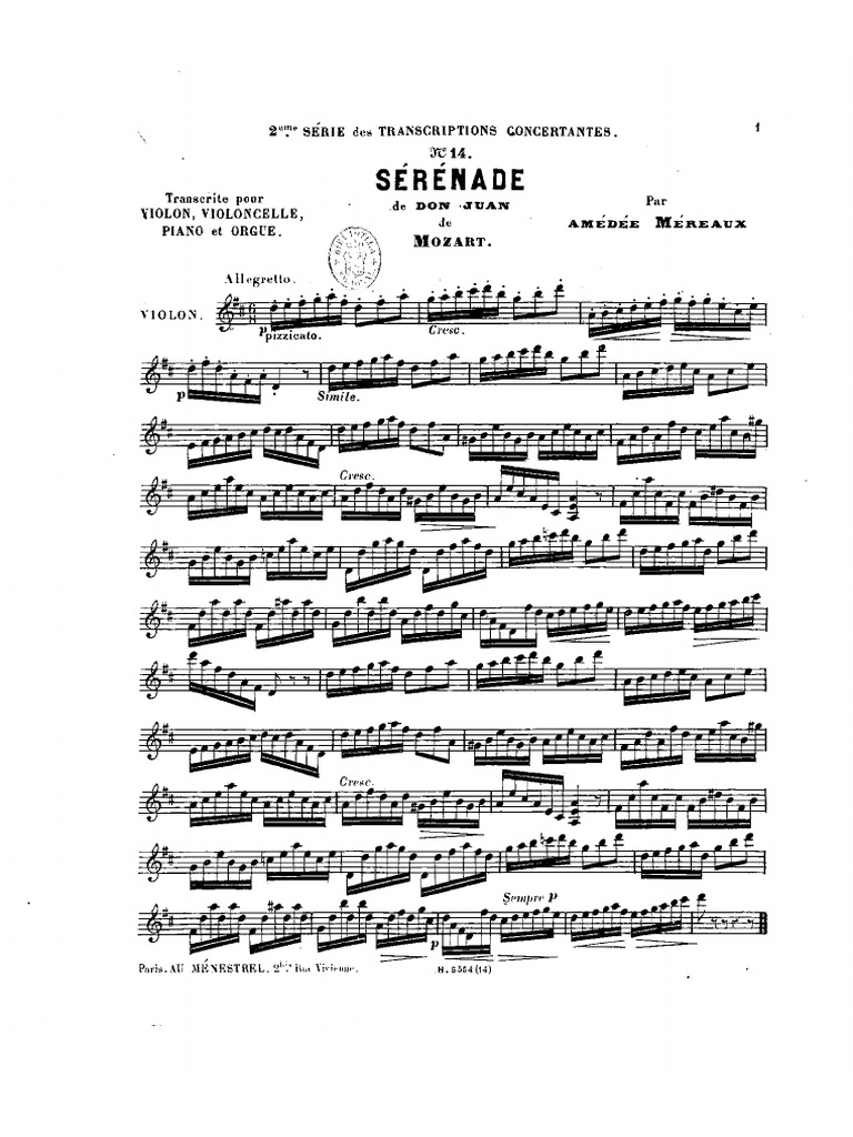 Mozart Don Giovanni Serenade Violin | PDF