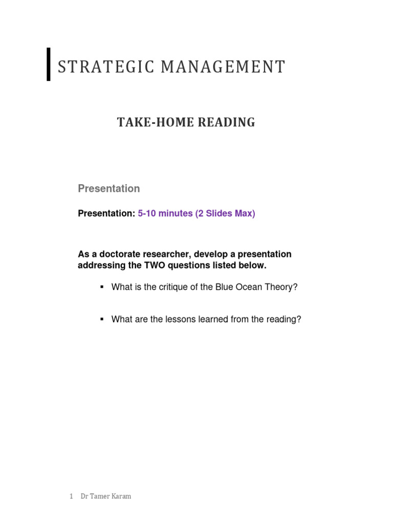Strategic Management - DR Tamer Karam - Mid Term | PDF
