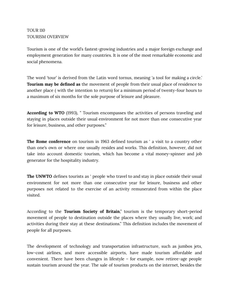 Tourism Overview | PDF | Tourism | Recreation