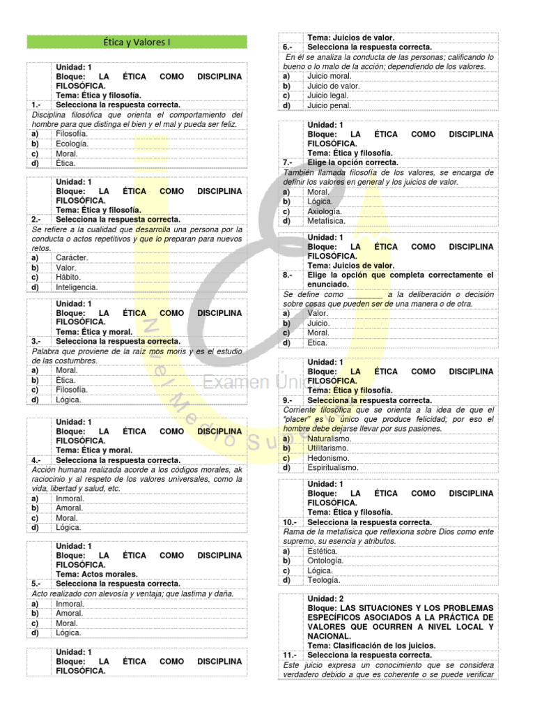 Exa UNICO ETICA REPASO | PDF
