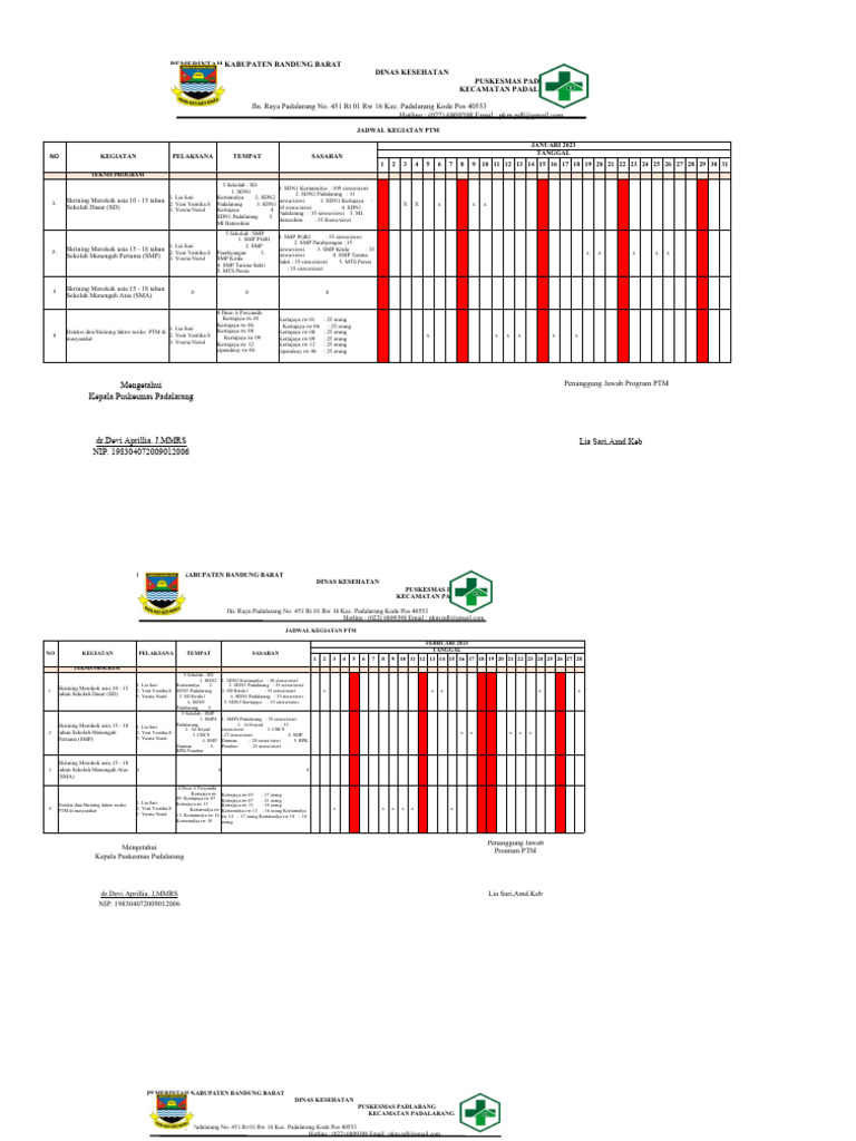 Jadwal Bulanan PTM 2023 | PDF