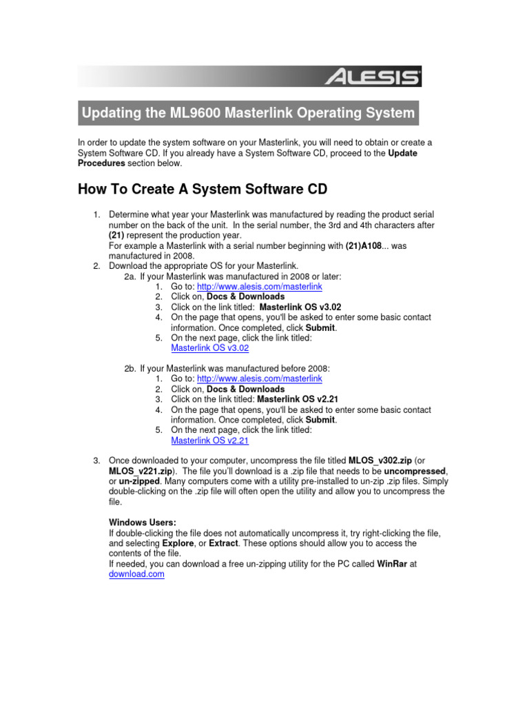 Masterlink Updating System Software | PDF