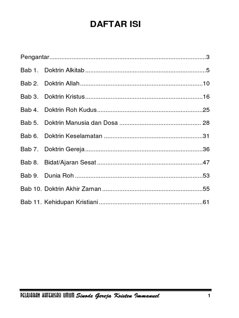 Revisi Isi Buku Pelajaran Katekisasi Umum Edit | PDF