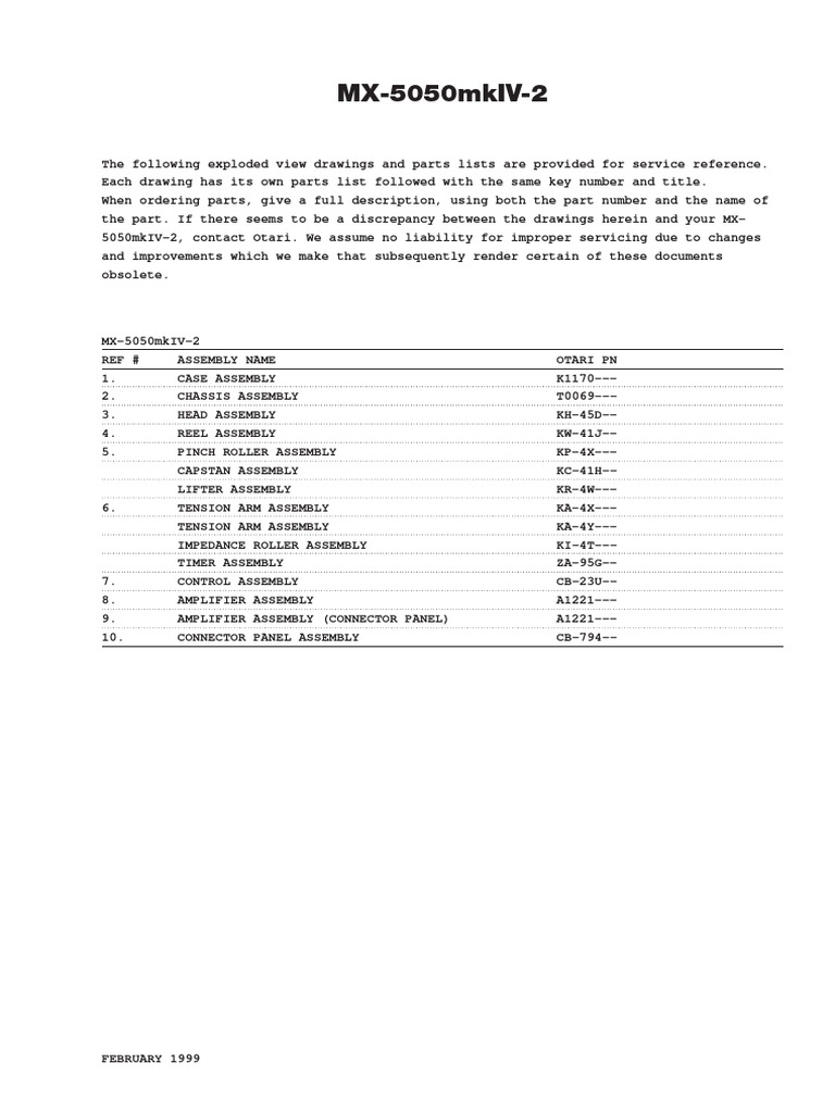 MX5050mkIV2 Partslist | PDF | Electrical Components | Electronics