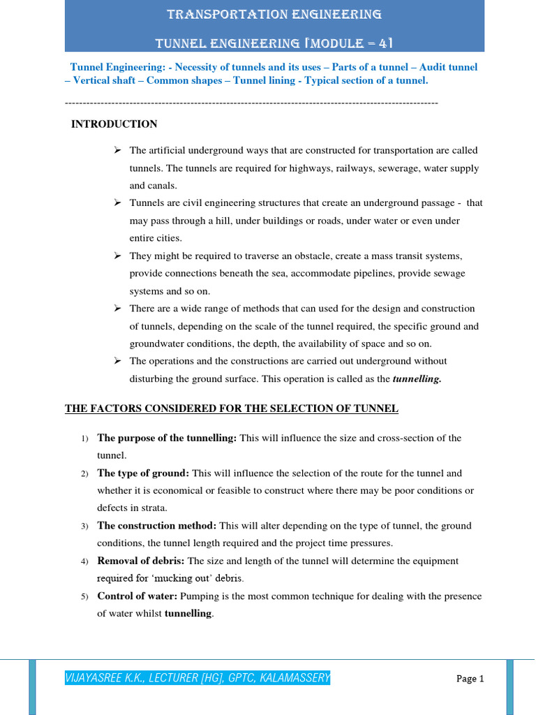 Tunnelling - 4TH Module | PDF Tunnelling - 4TH Module | PDF