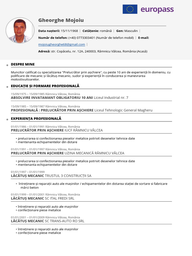 CV - Gheorghe Mojoiu | PDF