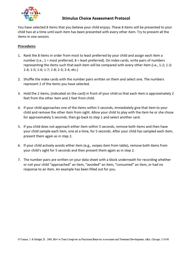 Stimulus_Choice_Assessment_Protocol | PDF