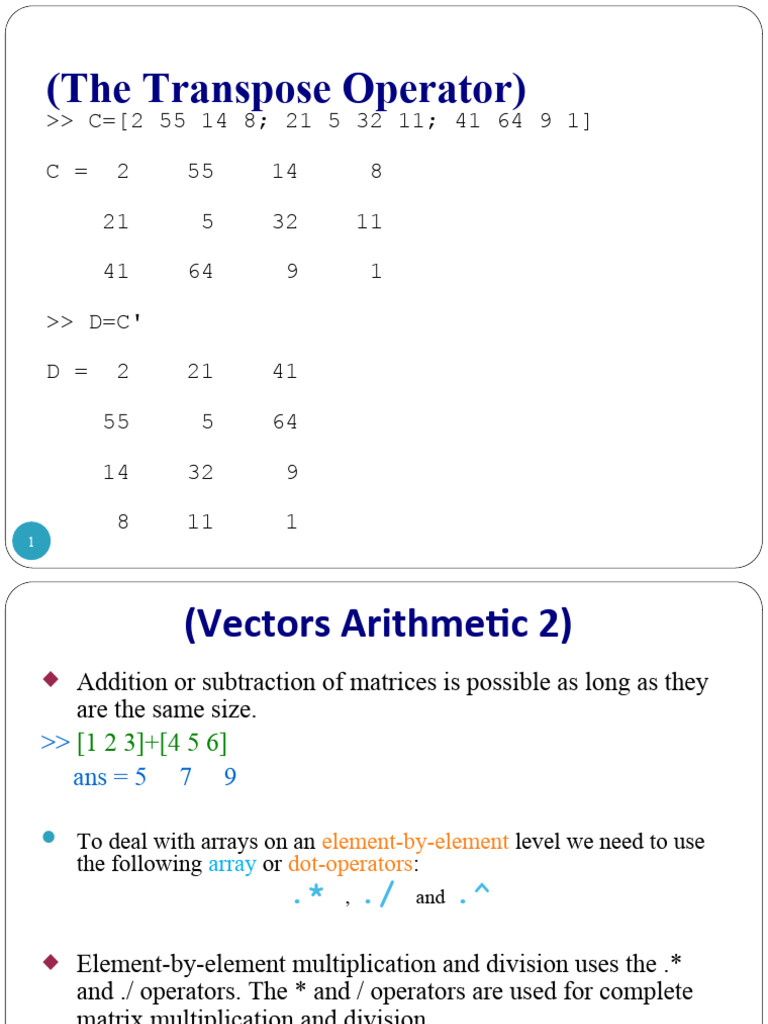 The Transpose Operator | PDF | Teaching Methods & Materials