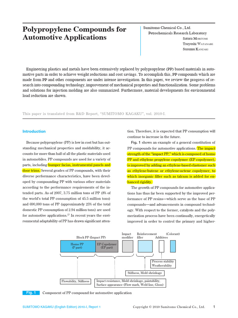 Polypropylene Compounds For Automotive Applications | PDF