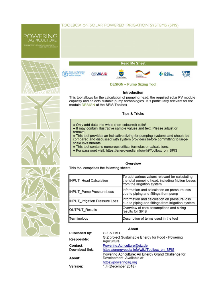 DESIGN - Pump Sizing Tool | PDF