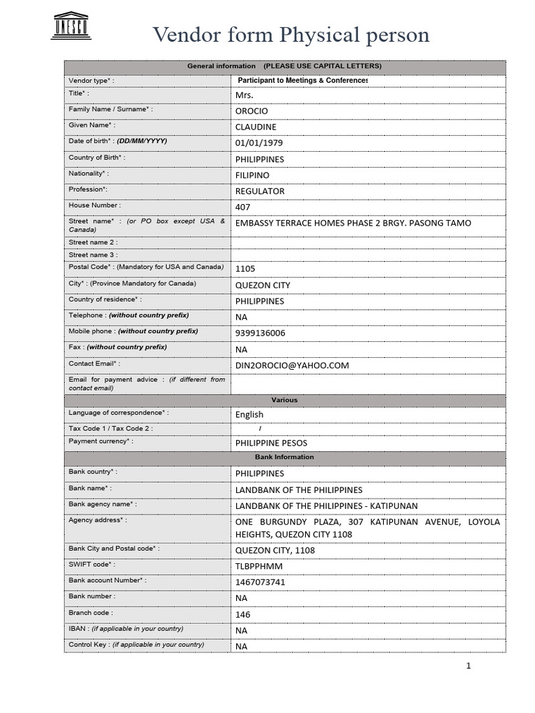 Vendor Form | PDF