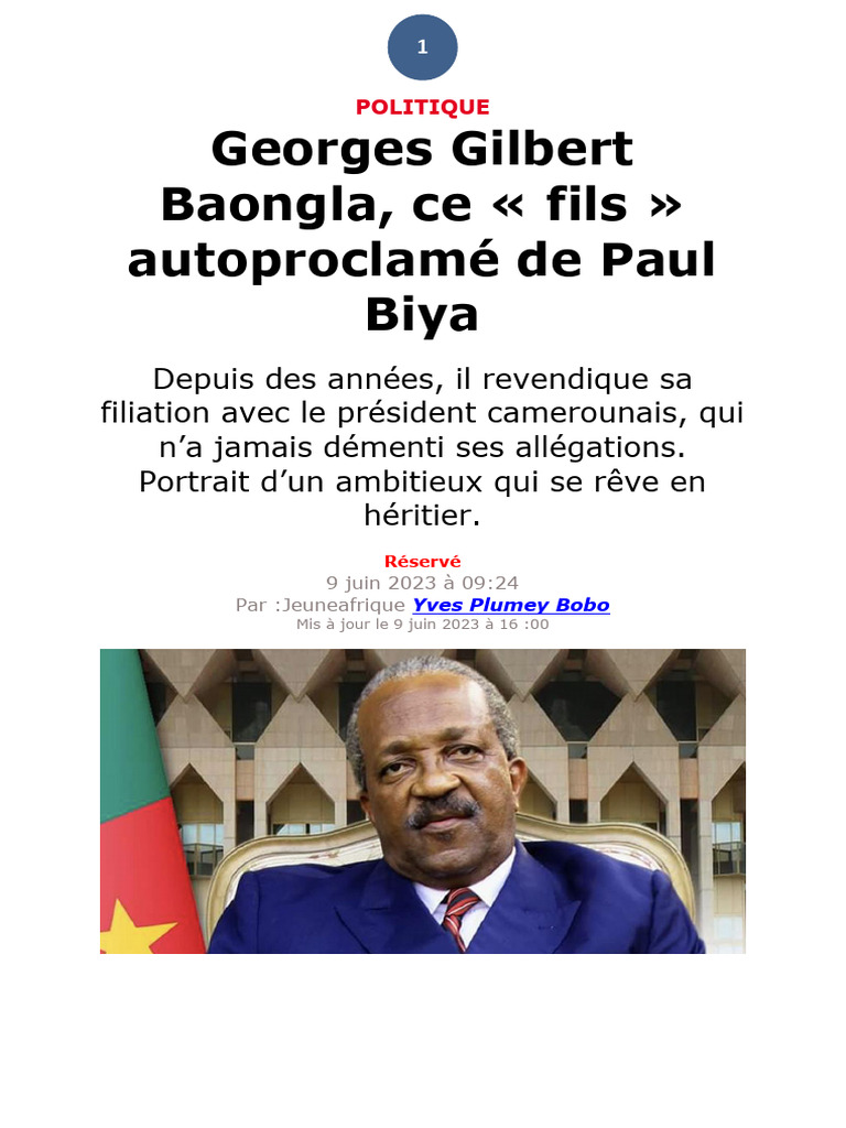 POLITIQUE. Georges Gilbert Baongla | PDF