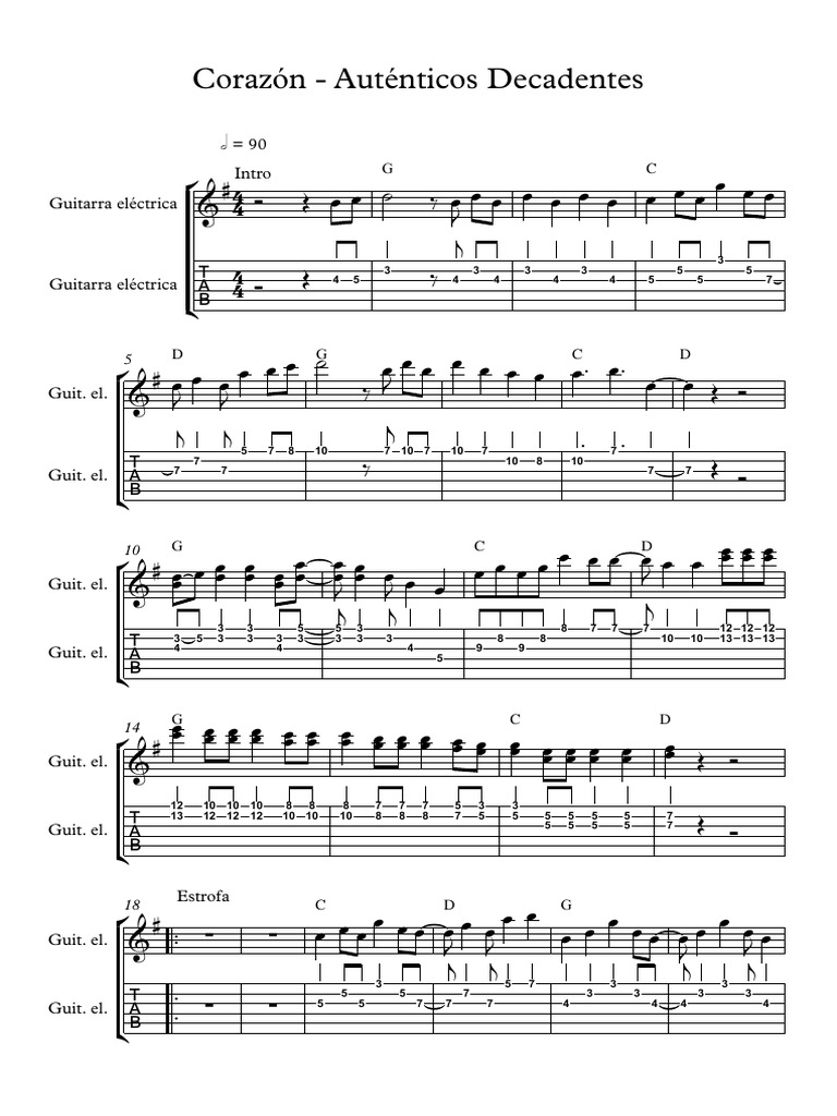 Corazón - Auténticos Decadentes Tab | PDF