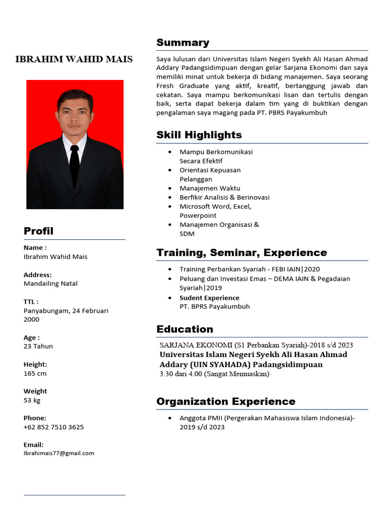 CV Ibrahim Wahid Mais | PDF