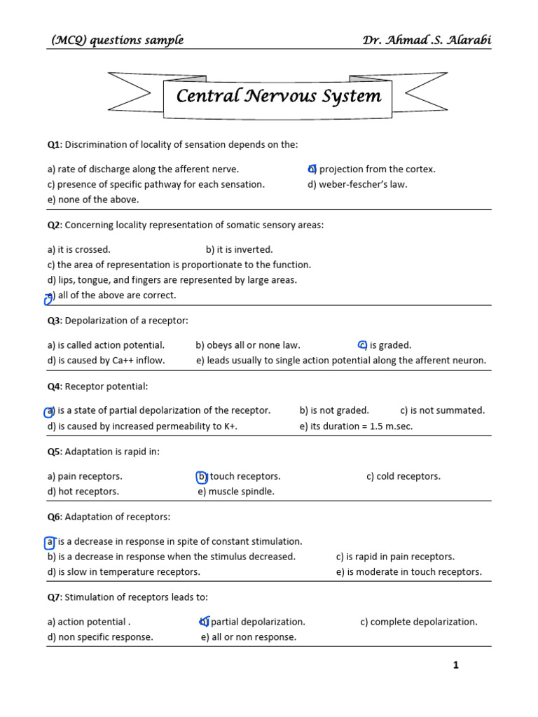 CNS MCQs .. Dr.ahmad Alarabi2 محلول | PDF