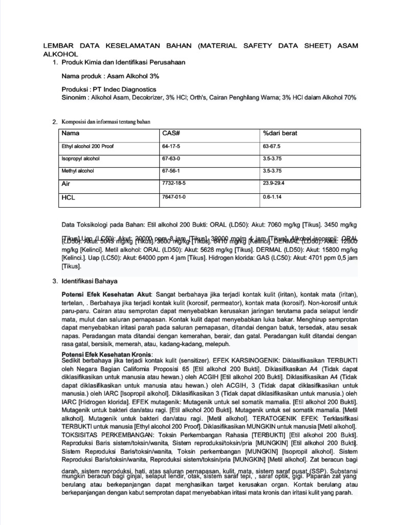 3.9.1.b Msds Asam Alkohol | PDF